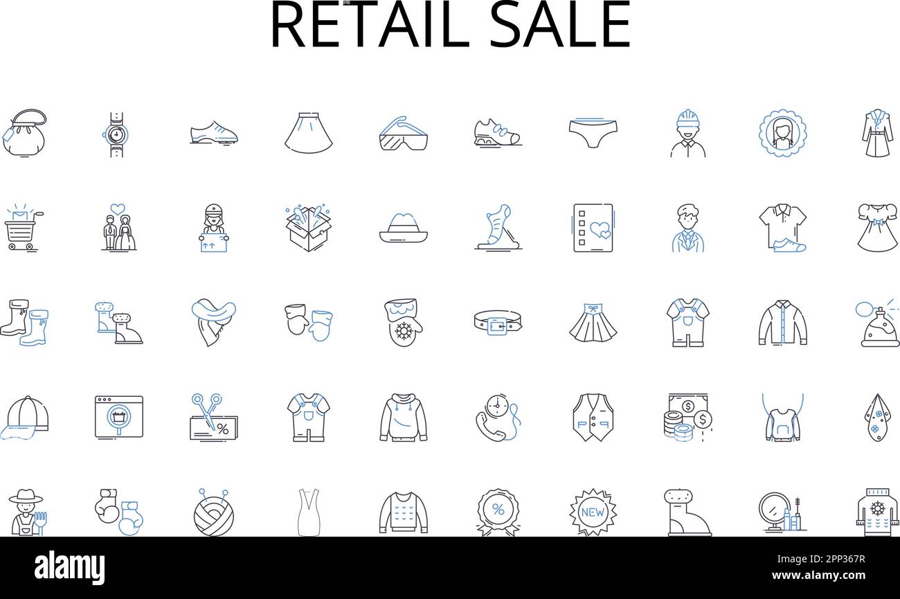 Retail sale line icons collection. Writing, Editing, Research, Analysis ...