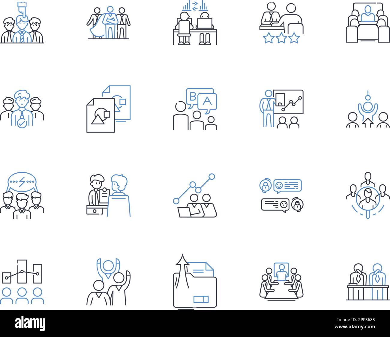 Decision-making discussion line icons collection. Judgment, Choices ...