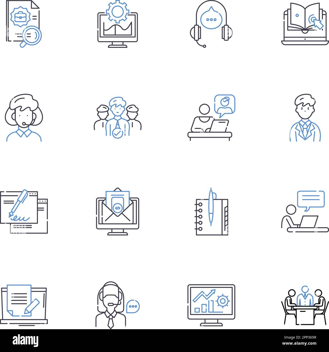 Dispersed staff line icons collection. Remote, Mobile, Virtual ...