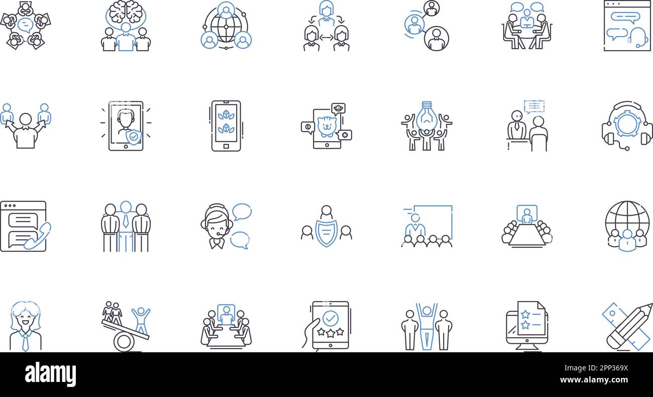 Assembly attendees line icons collection. Delegates, Participants ...