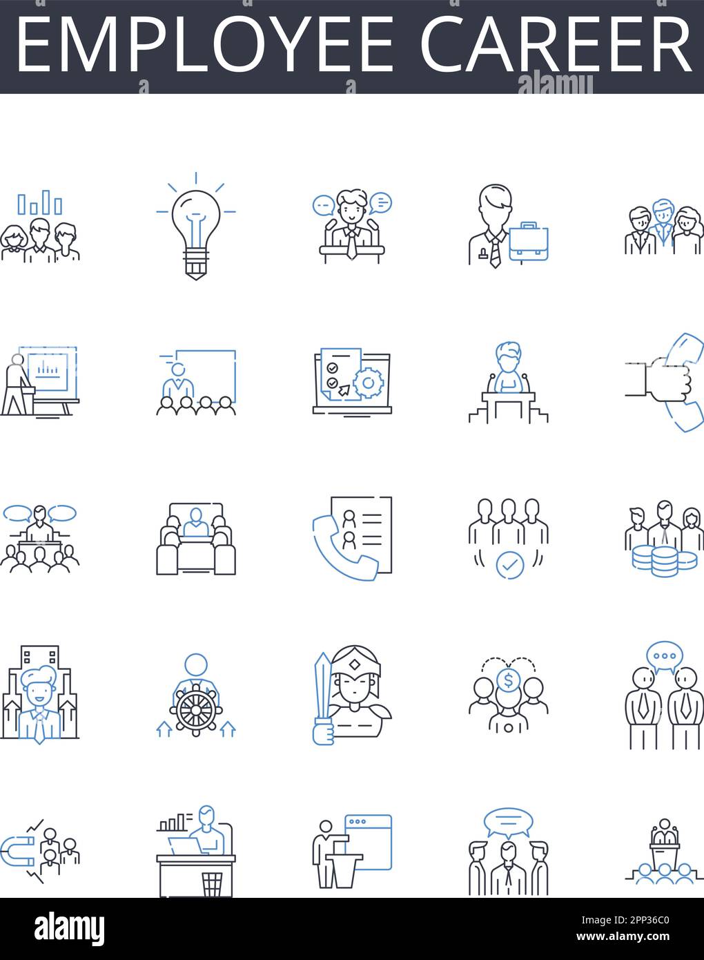 Employee career line icons collection. Business venture, Professional ...