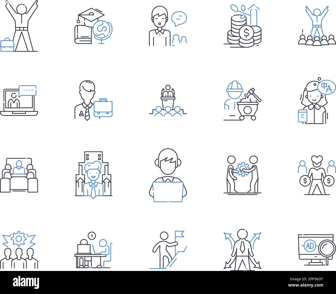 Staff elevation line icons collection. Advancement, Promotion, Raise ... Staff elevation line icons collection. Advancement, Promotion, Raise ...