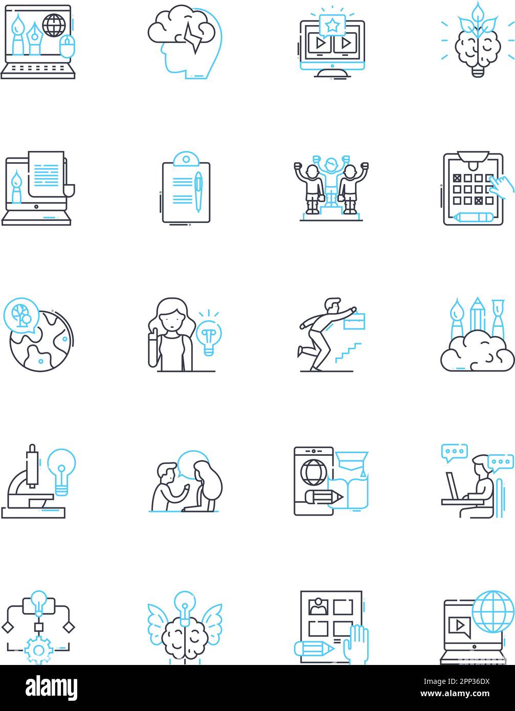 Electronic learning linear icons set. E-learning, Digital, Online ...
