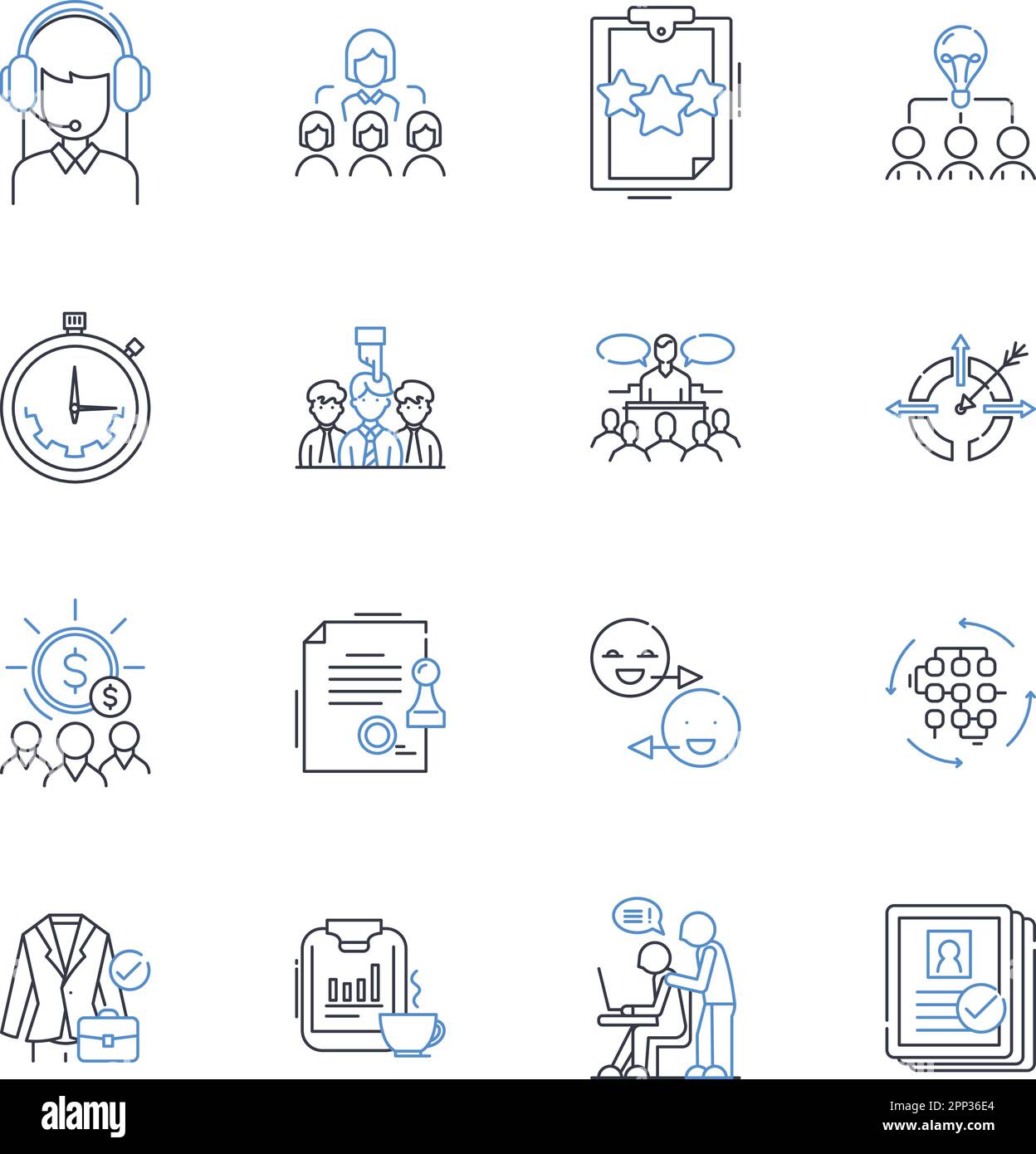 Professional Combination Line Icons Collection Synergy Collaboration Expertise Efficacy