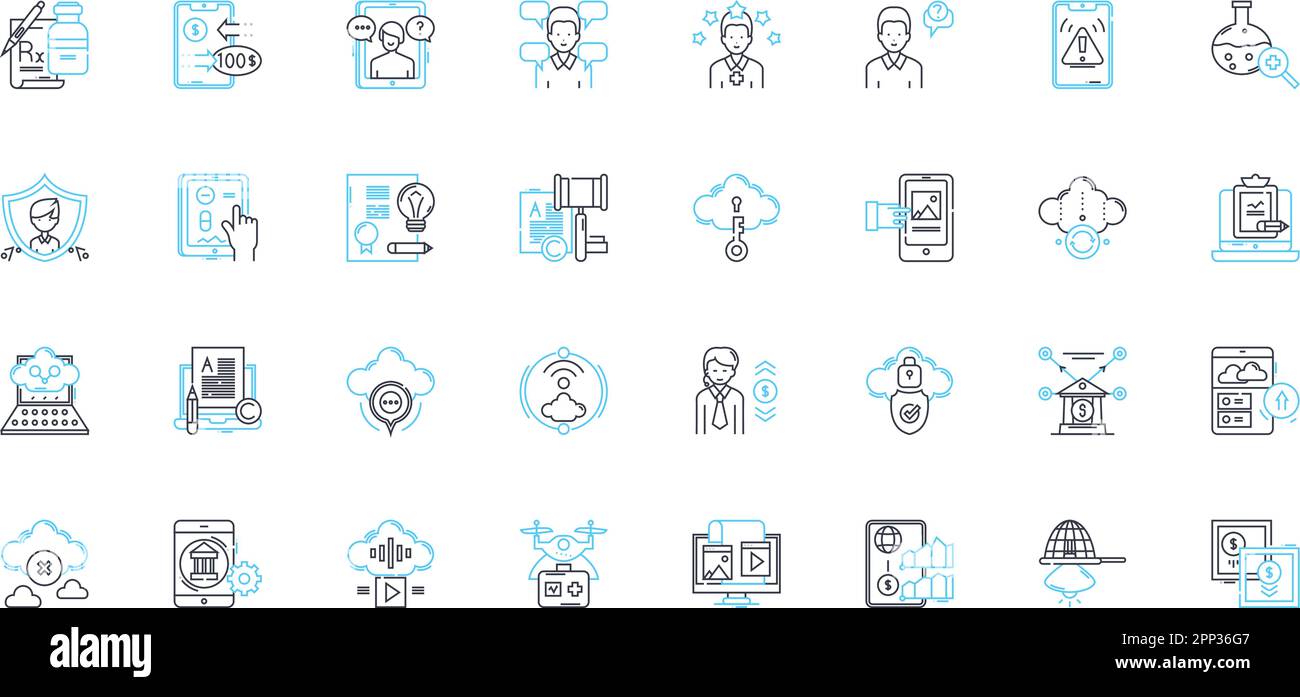 Mobile Banking Linear Icons Set Convenience Accessibility Security