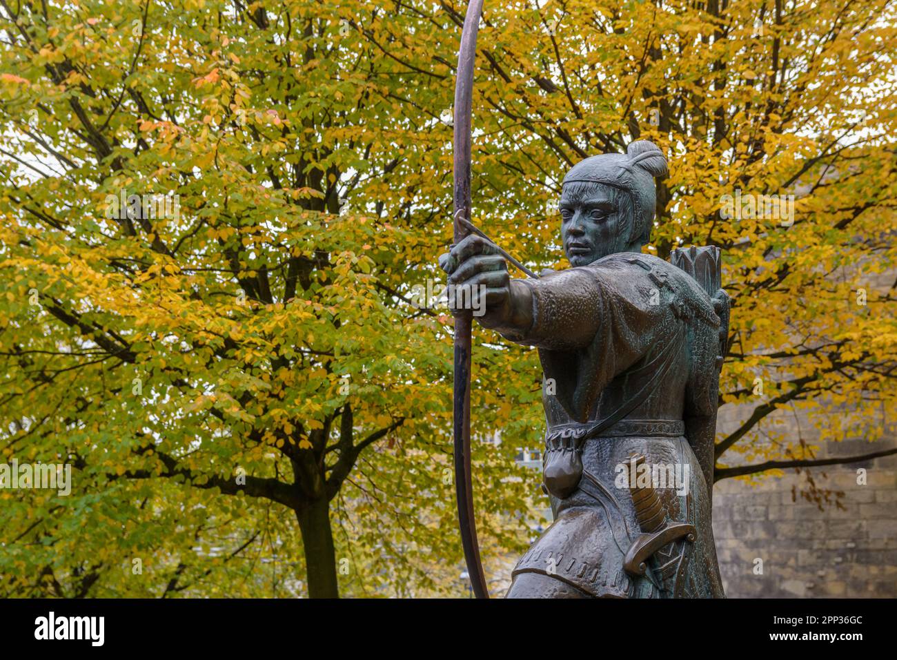 The statue of folk hero Robin Hood by locally born sculptor James ...