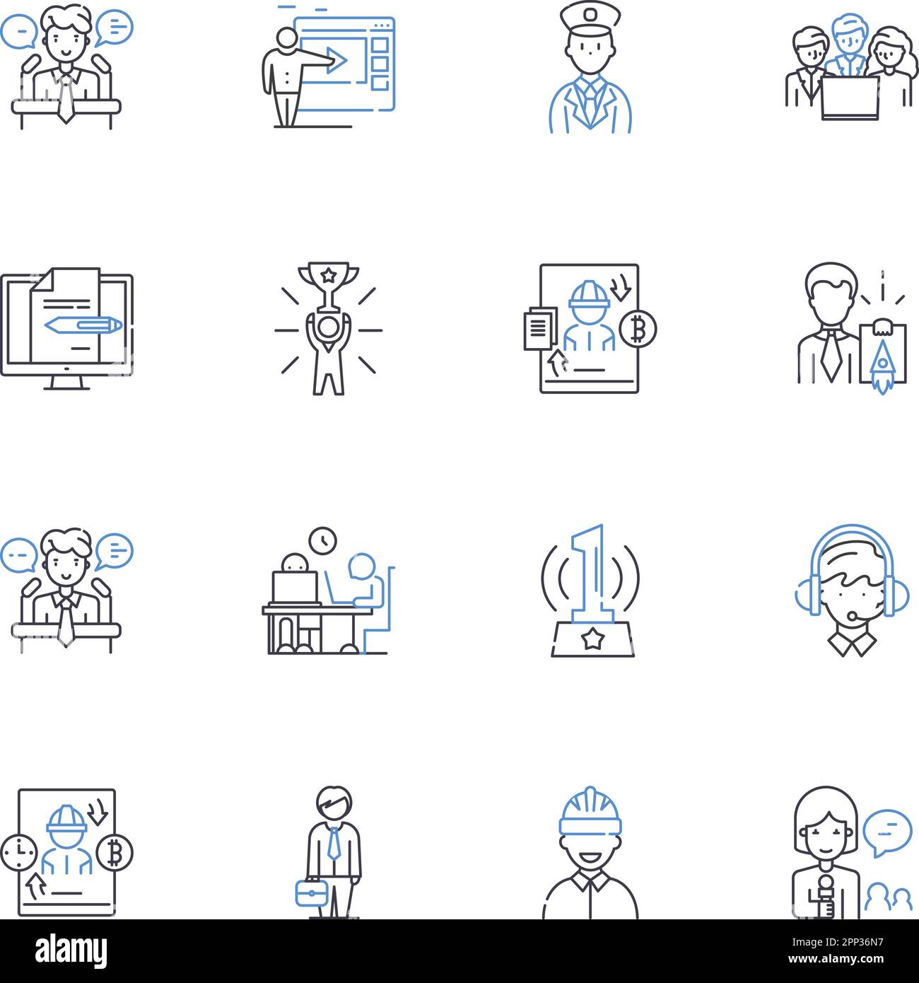 Role and leadership line icons collection. Influence, Authority ...