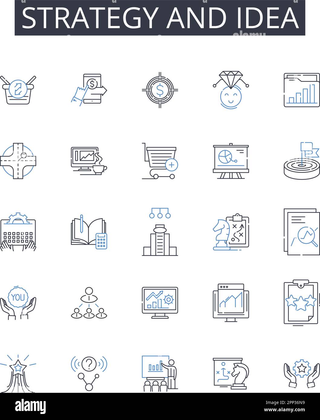 Strategy And Idea Line Icons Collection Purpose And Objective Vision
