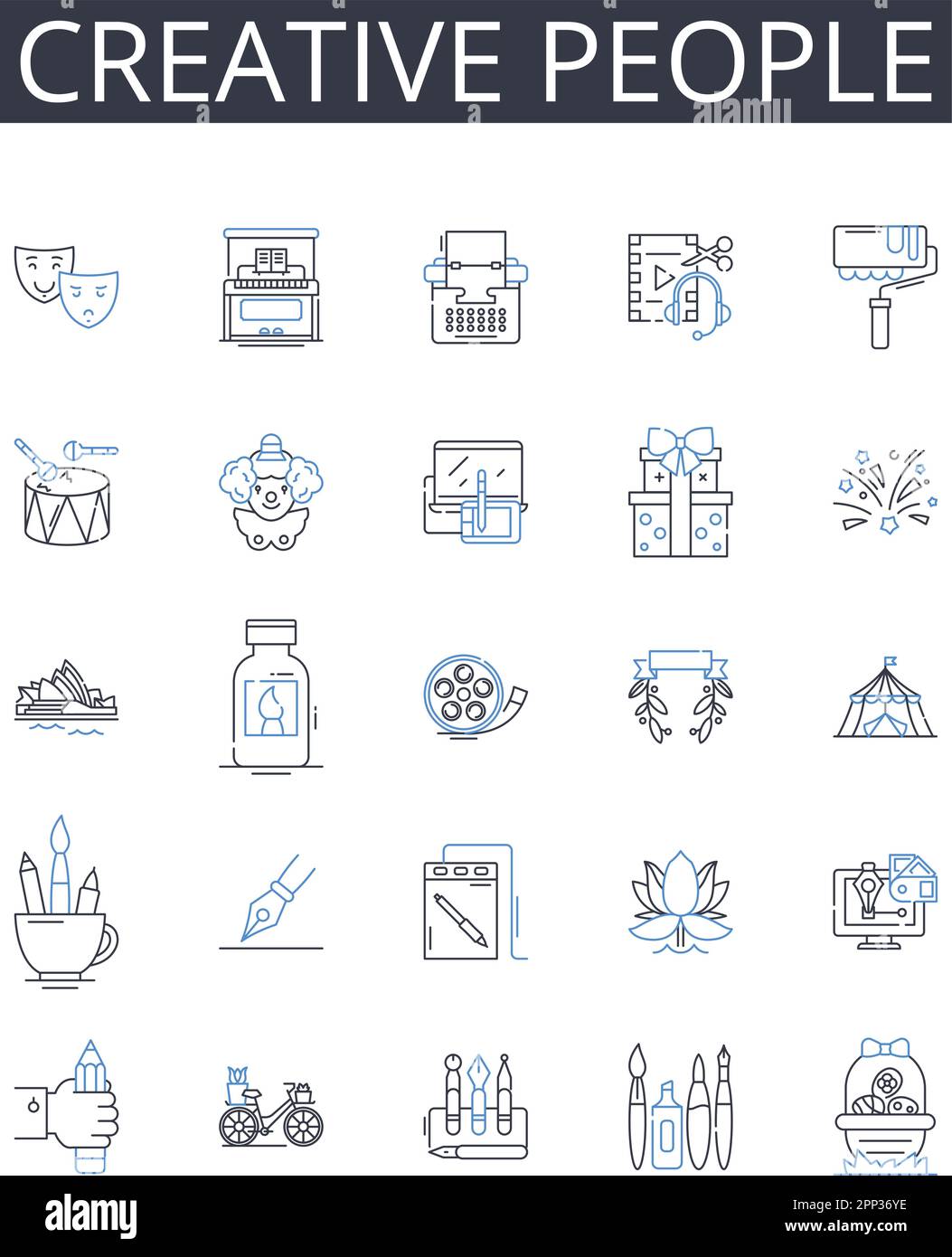 Creative people line icons collection. Innovative thinkers, Artistic ...