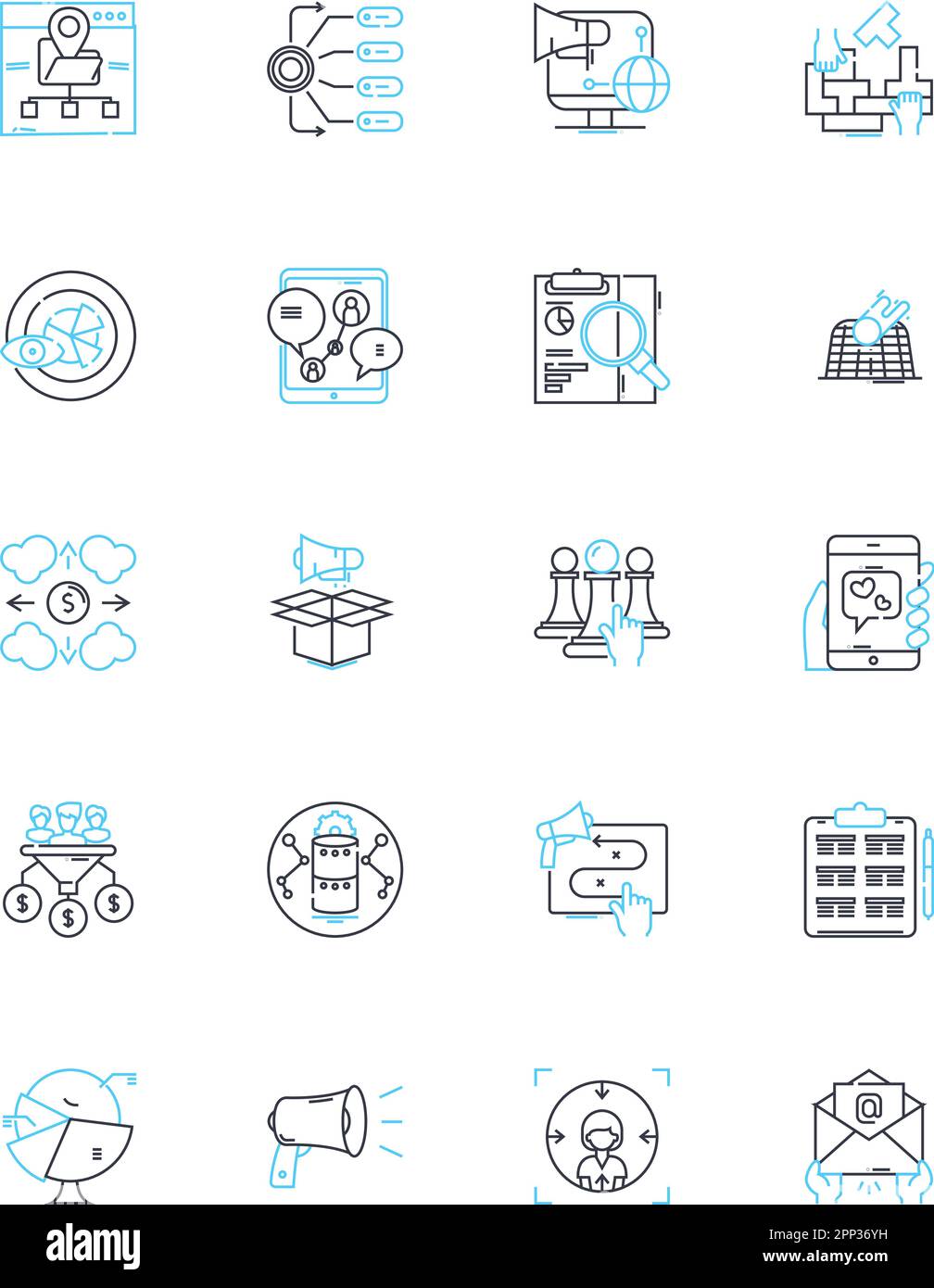 Content optimization linear icons set. Keywords, SEO, Strategy ...