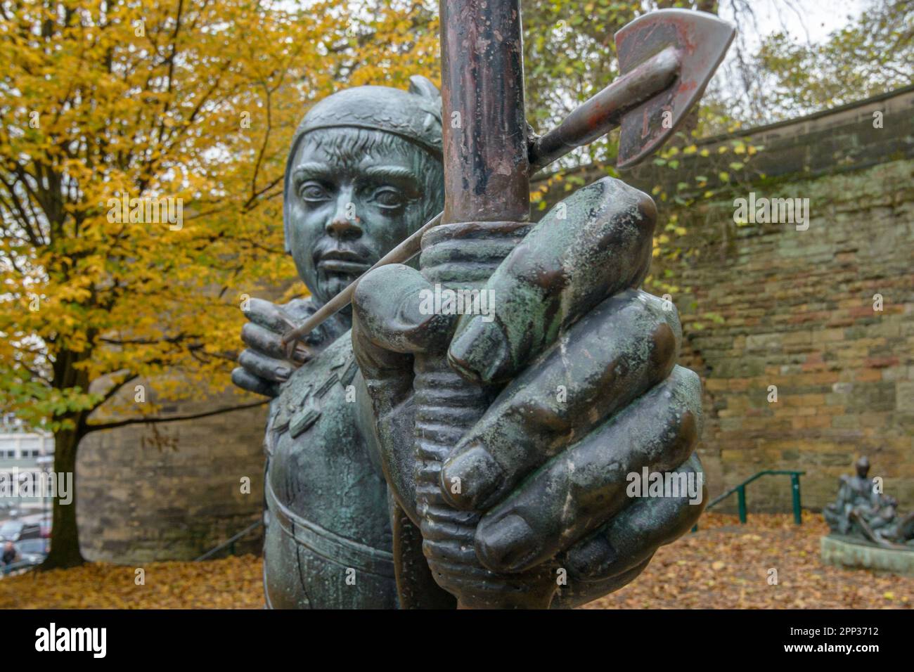 The statue of folk hero Robin Hood by locally born sculptor James ...