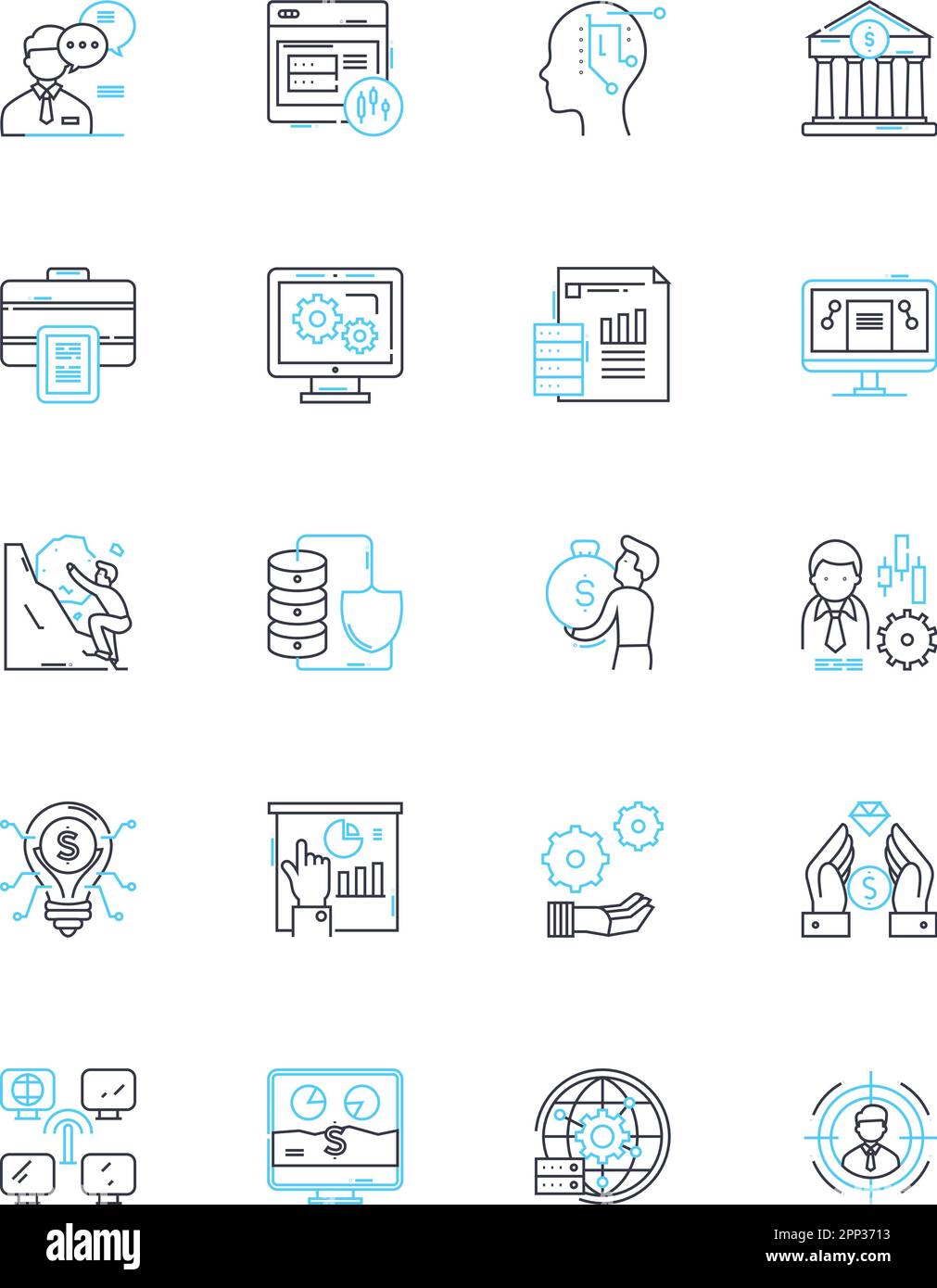 Budget Analysis Linear Icons Set Forecasting Planning Expenses Funding Audit Analysis