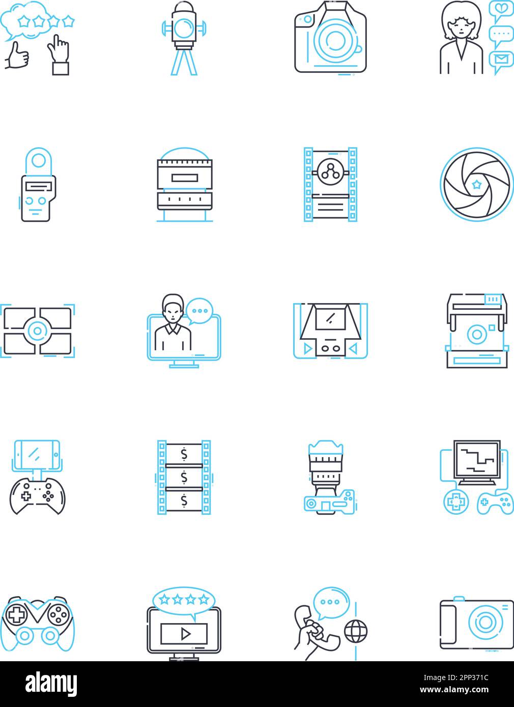 Live stream linear icons set. Broadcast, Stream, Virtual, Online ...