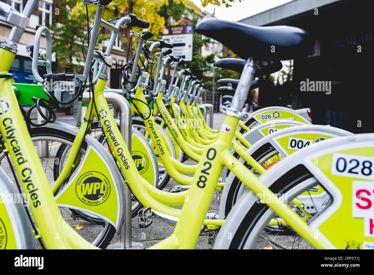 Citycard Cycles bikes stand ready for hire on the corner of Friar Lane ...