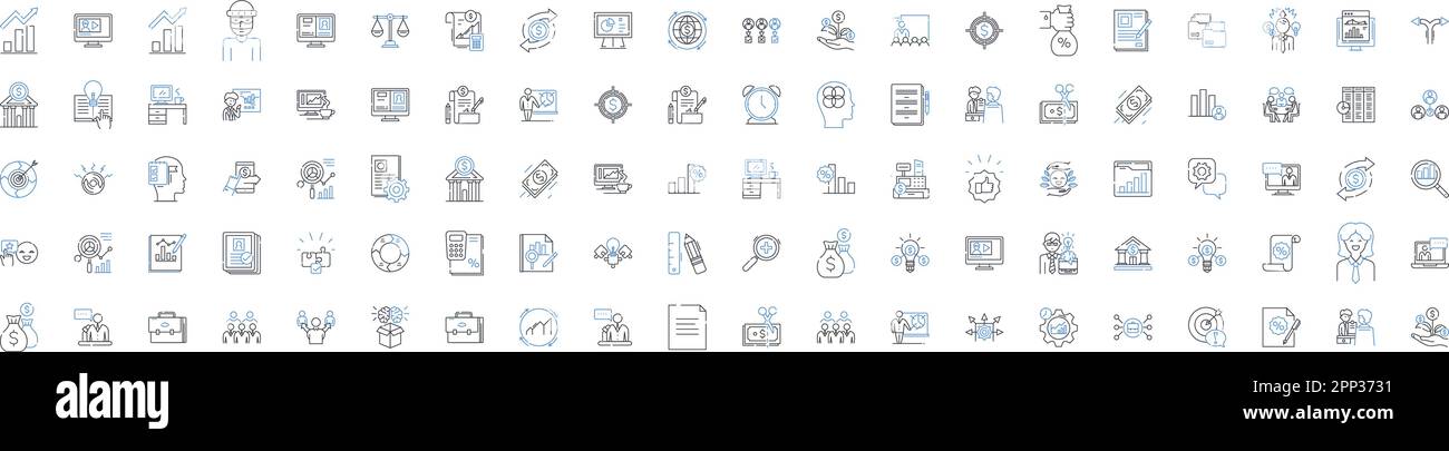 Financial review line icons collection. Analysis, Budget, Cashflow ...
