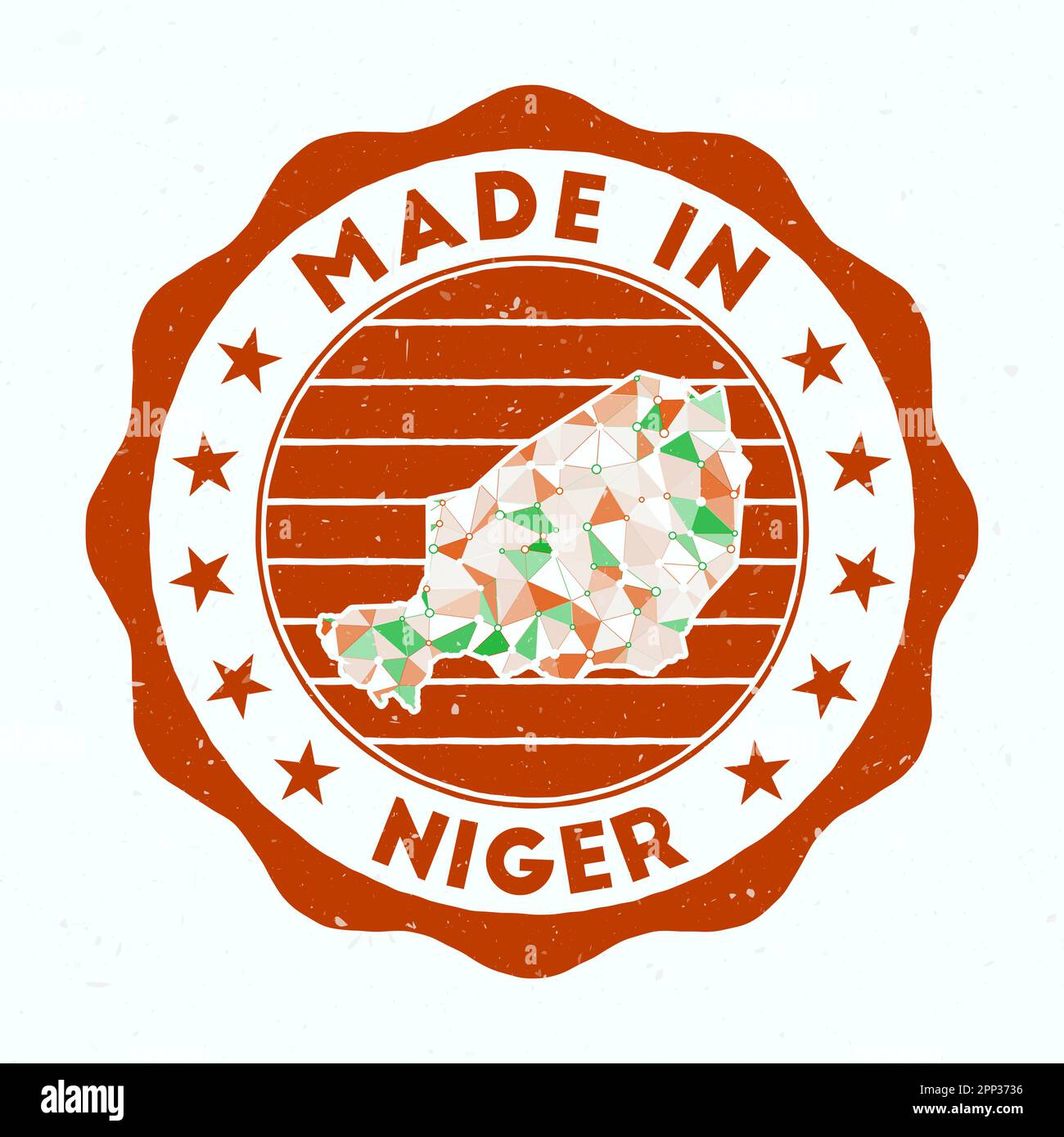 Made in Niger. Country round stamp. Seal of Niger with border shape ...