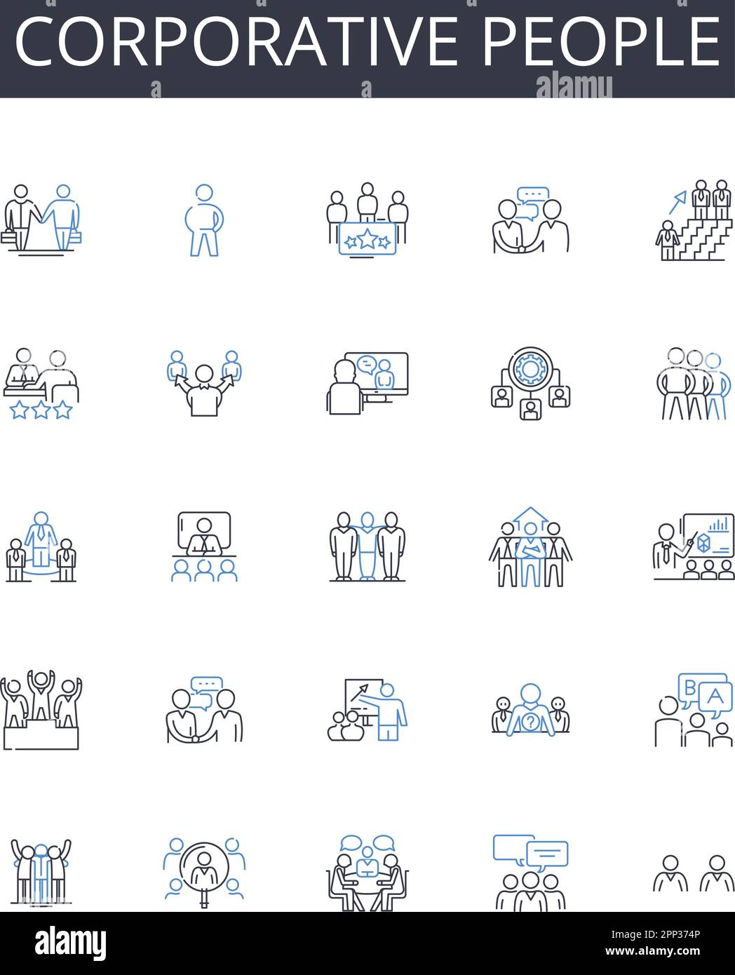 Corporative people line icons collection. Business Partners, Working ...