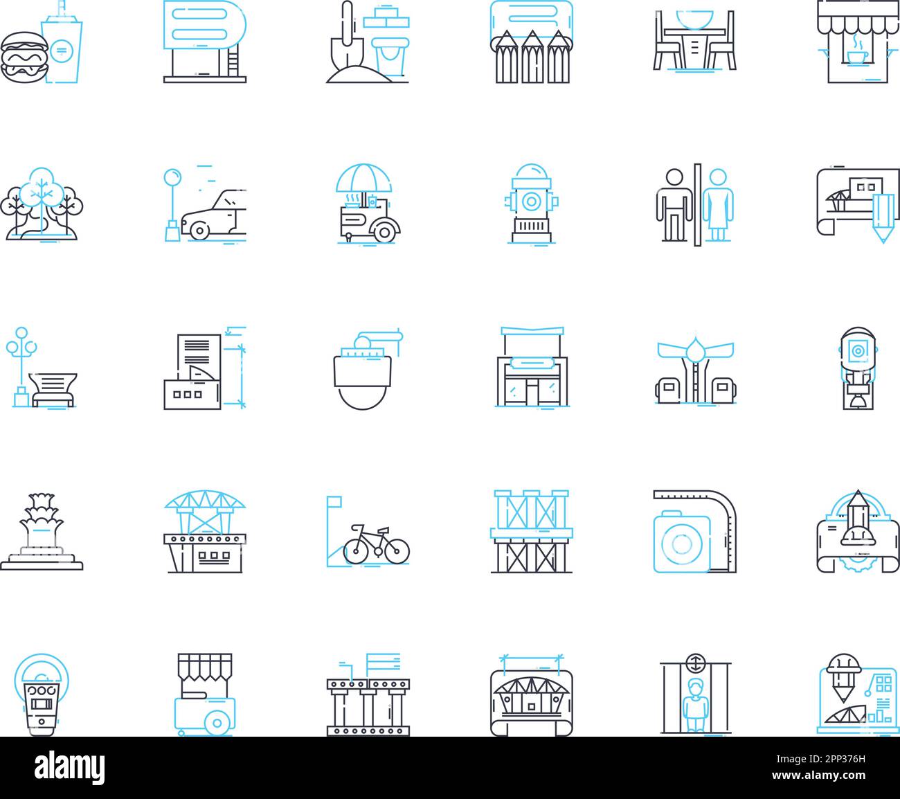 Builders linear icons set. Construction, Carpenter, Mason, Electrician ...