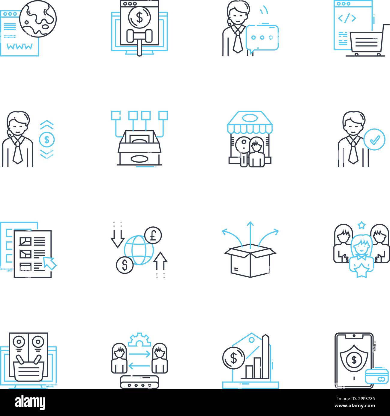 E-commerce market linear icons set. Online, Retail, Digital ...