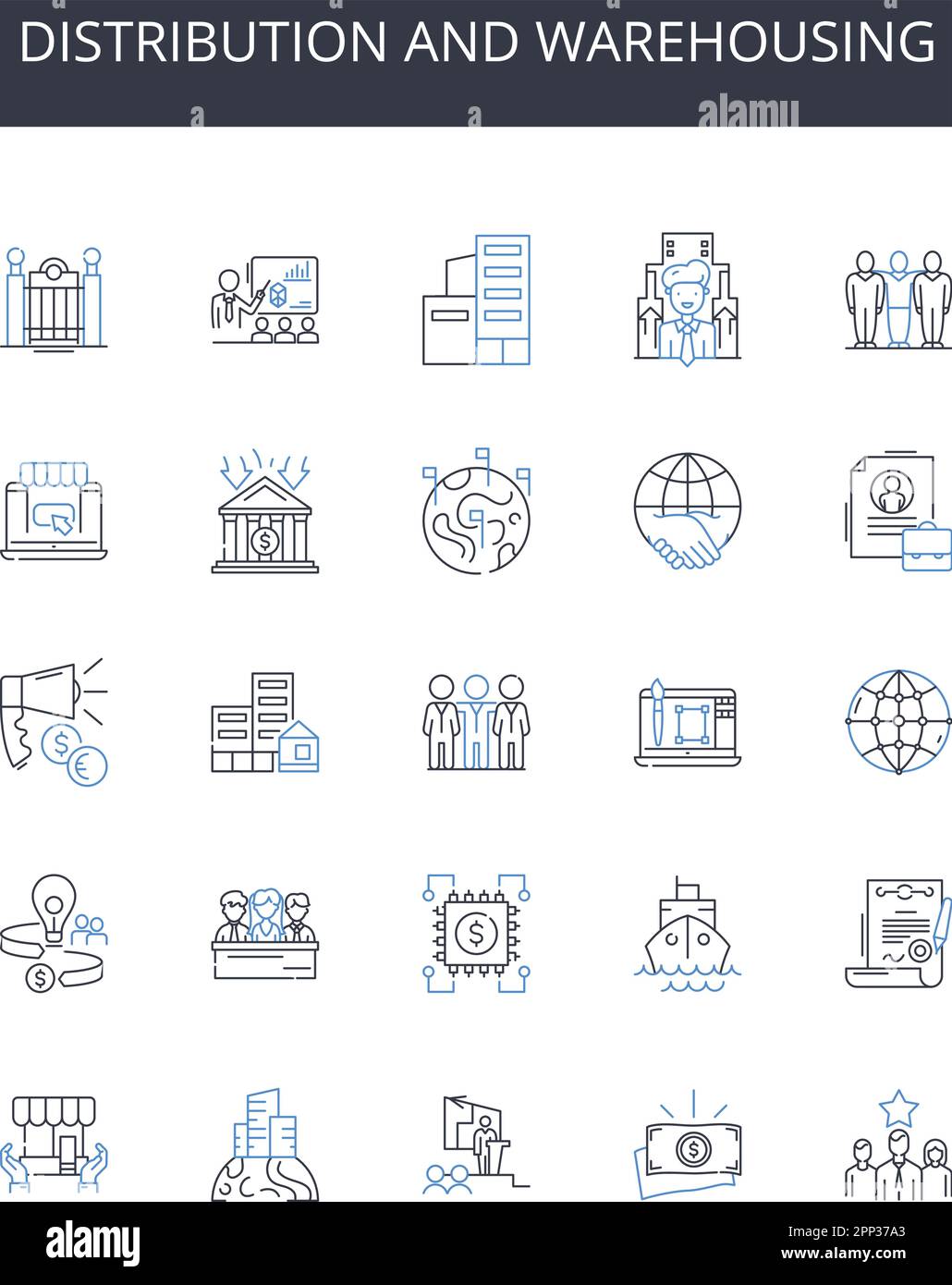Distribution and warehousing line icons collection. Logistics, Shipping ...