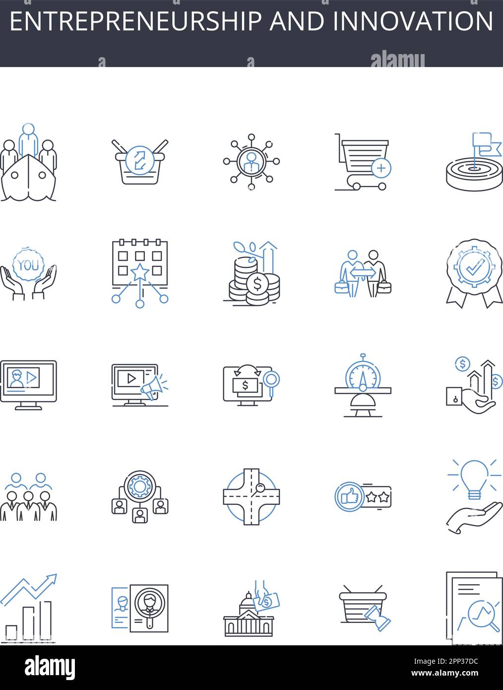 Entrepreneurship and Innovation line icons collection. Creativity and ...