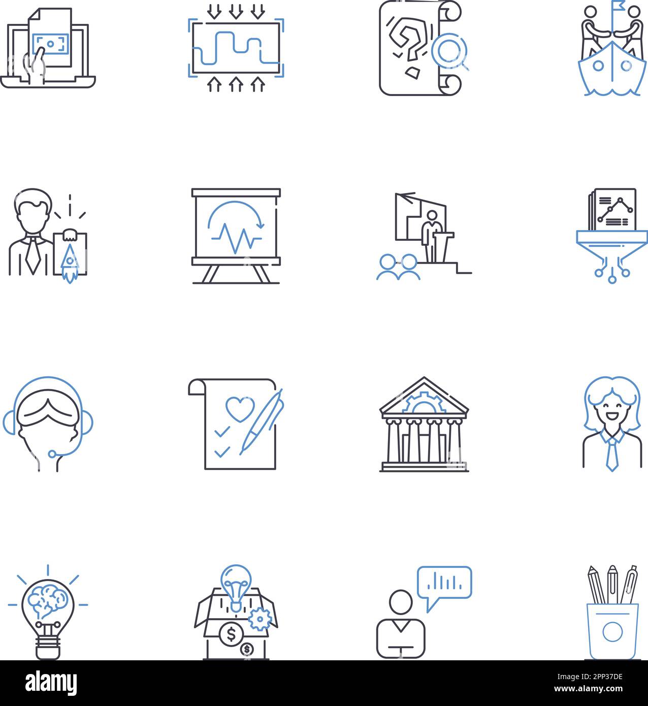 Market intelligence outline icons collection. Analytics, Research ...