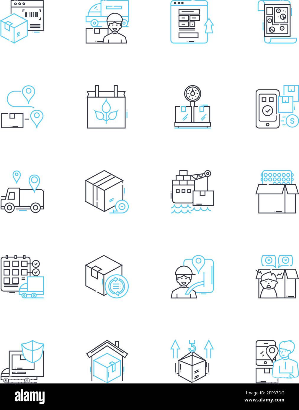 Transportation services linear icons set. Logistics, Shipment, Courier ...