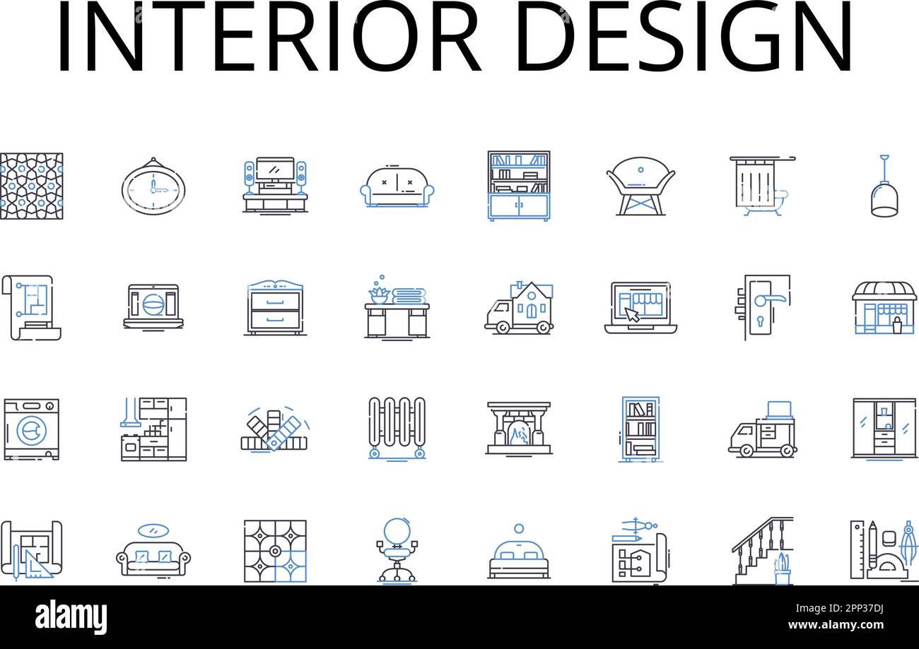 Interior design line icons collection. Graphic design, Landscape architecture, Event planning ...