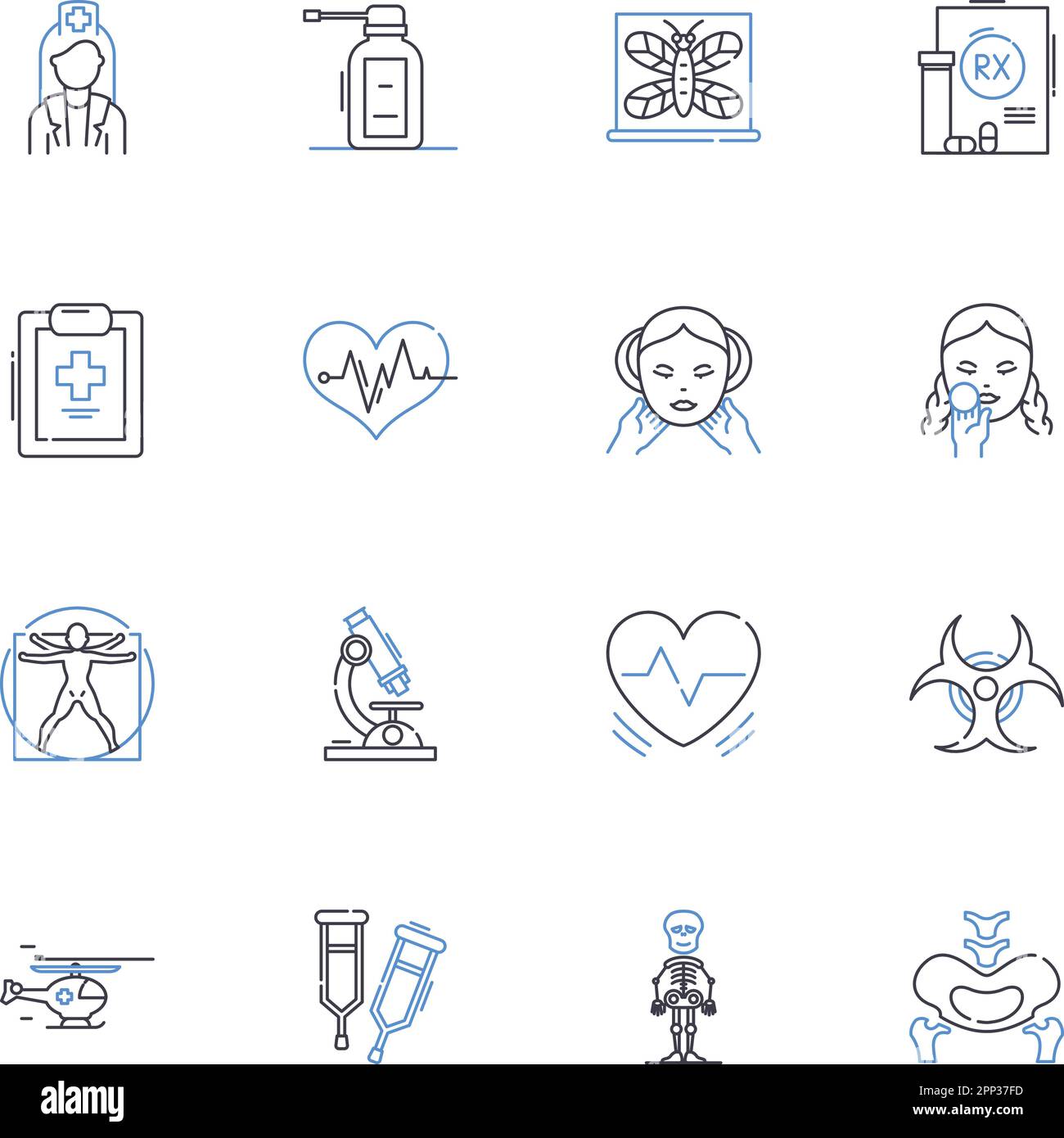 Pharmacological treatment line icons collection. Medication ...