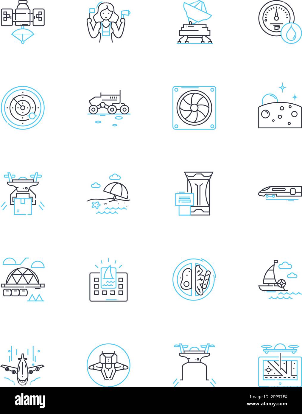 Load management linear icons set. Optimization, Efficiency, Demand ...