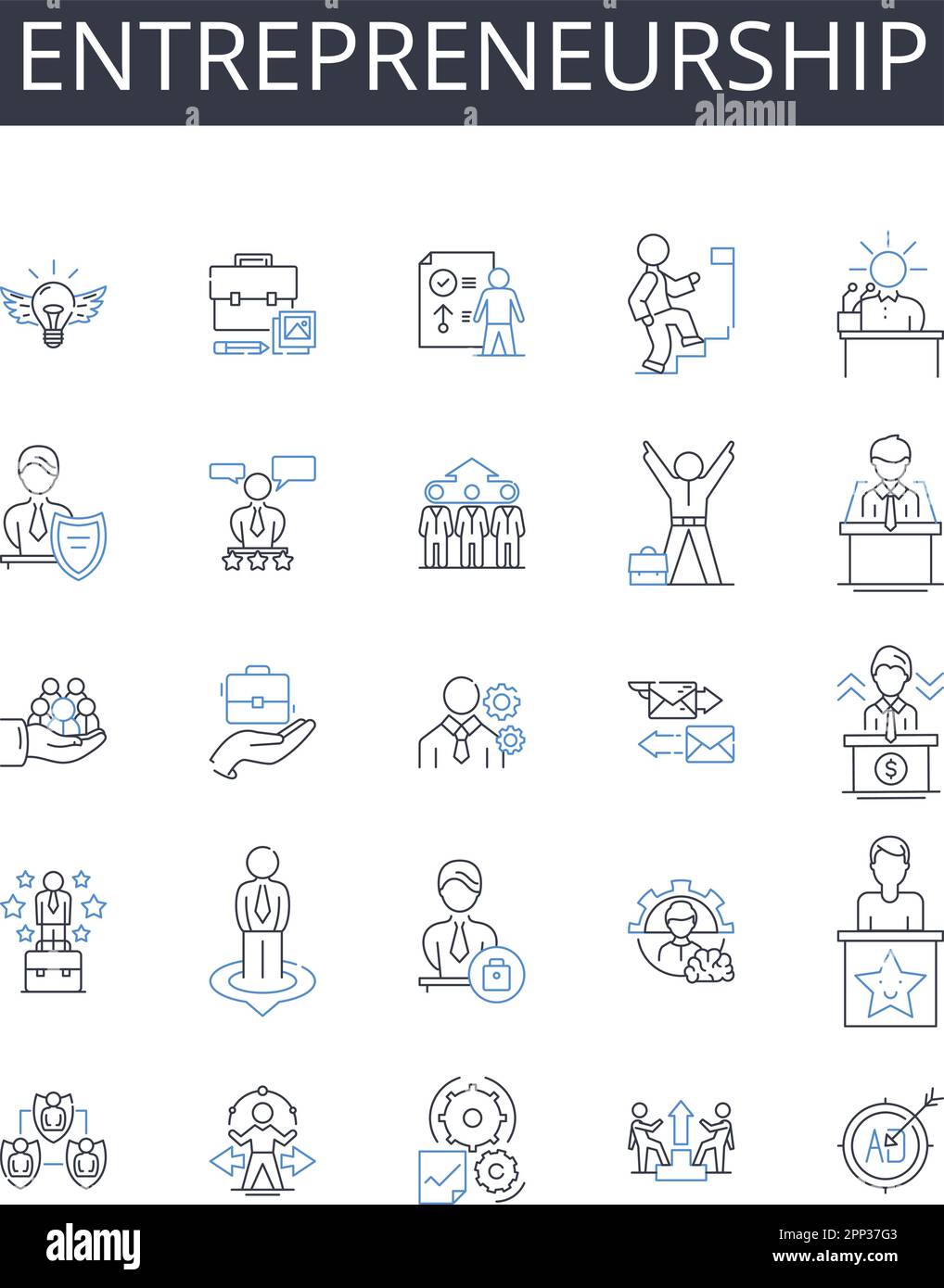 Entrepreneurship line icons collection. analysis, competition ...