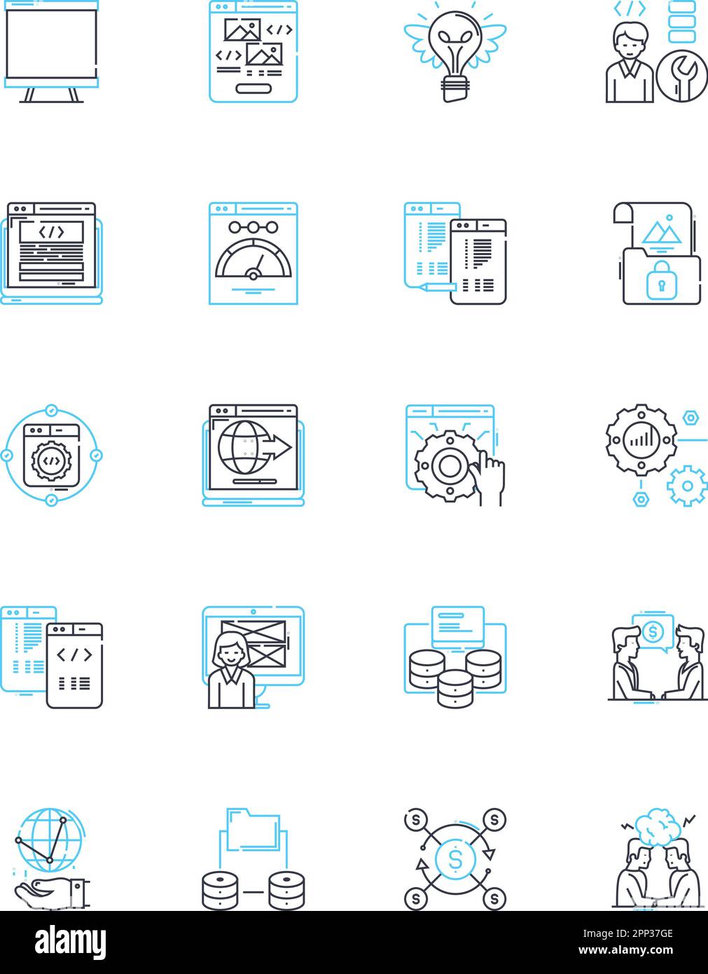 Financial management linear icons set. Budgeting, Savings, Investments ... Financial management linear icons set. Budgeting, Savings, Investments ...