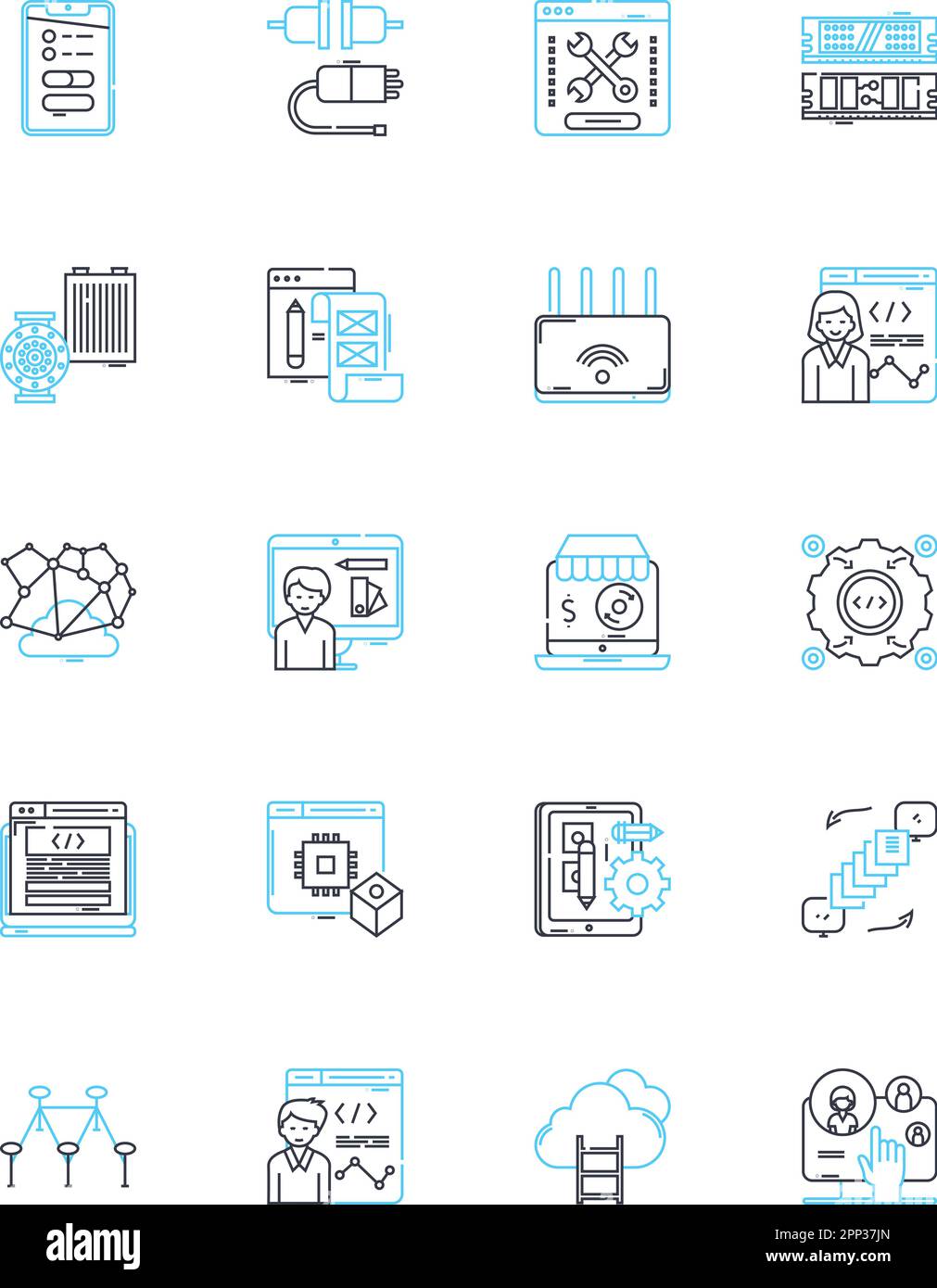 Character enhancement linear icons set. Resilience, Empathy, Integrity ...