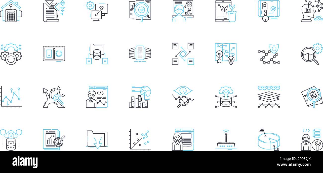 Knowledge Organization Linear Icons Set Cataloging Indexing Taxonomy