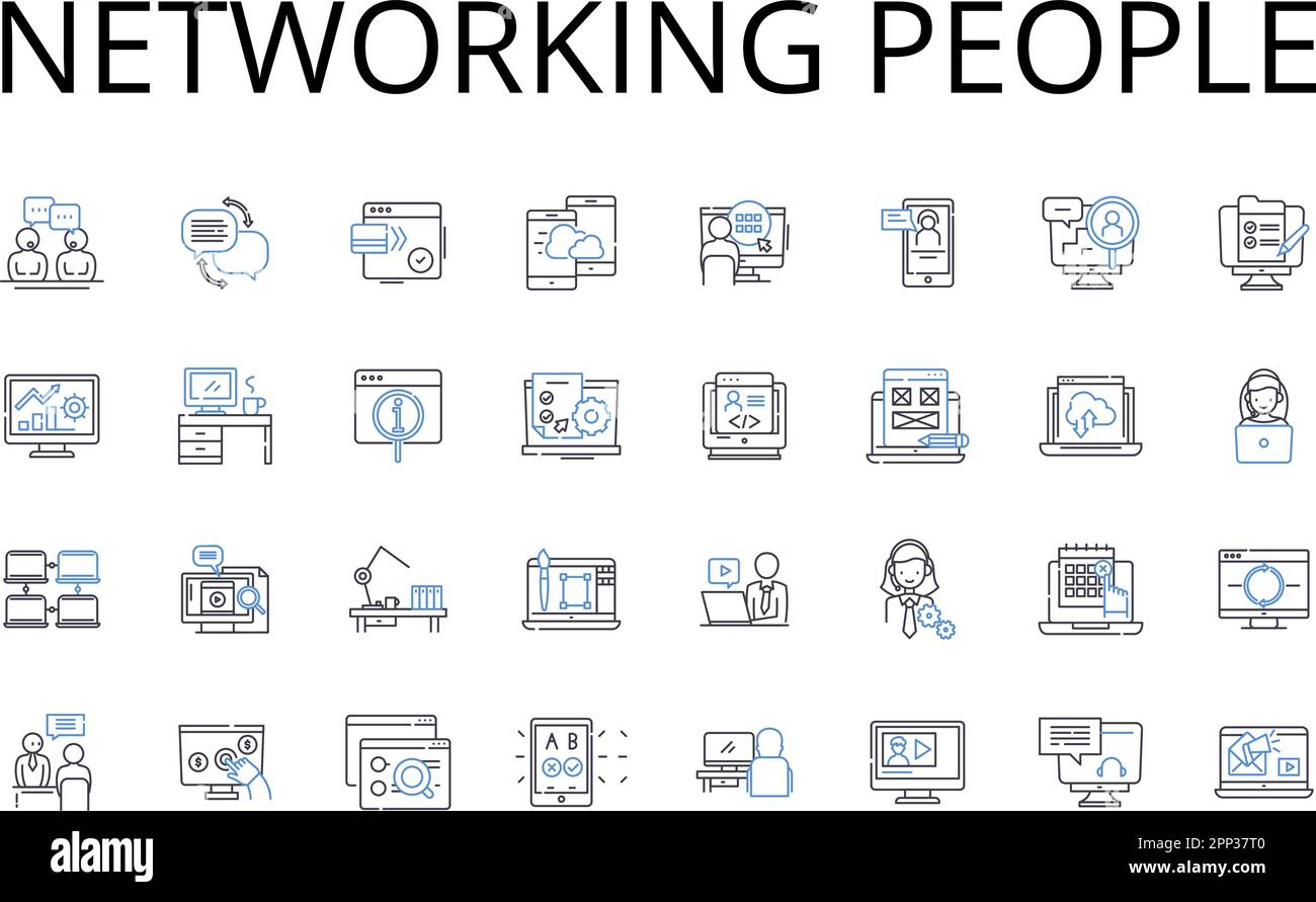 Networking people line icons collection. Meeting friends, Socializing ...