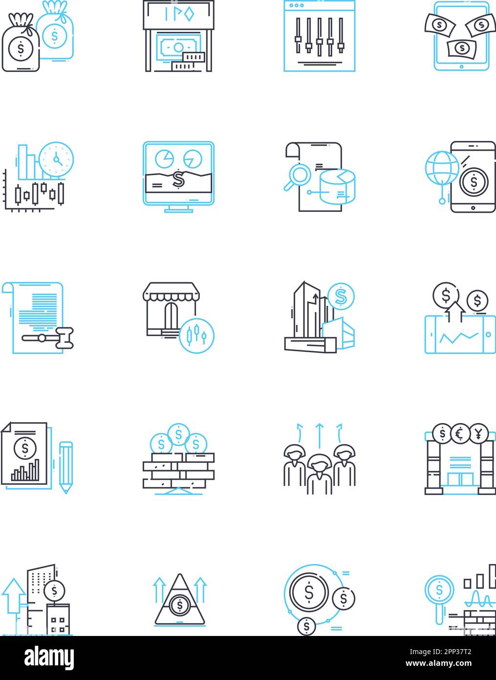 Economical Approach Linear Icons Set Efficiency Frugality Budgeting Streamlining