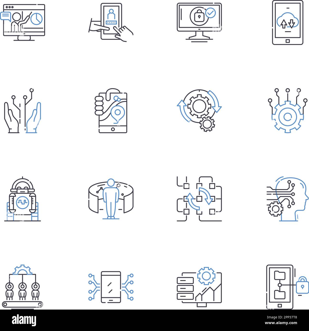 Data Mining Line Icons Collection Discovery Analysis Extraction