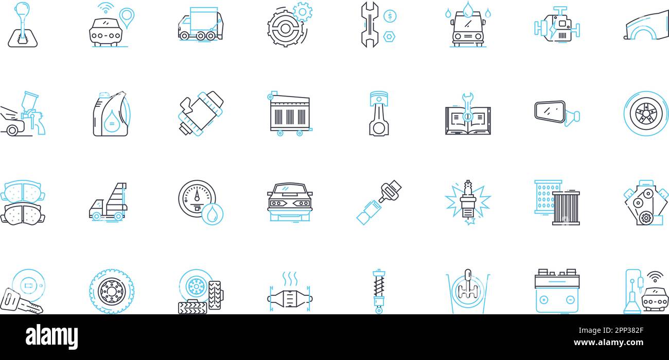 Vehicle repair linear icons set. Mechanic, Maintenance, Diagnosis ...