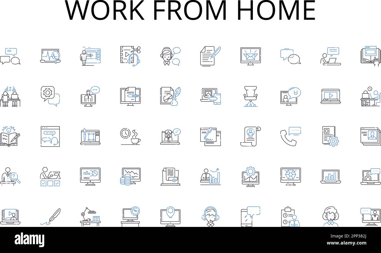 Work from home line icons collection. Revenue, Sales, Margin, Income ...