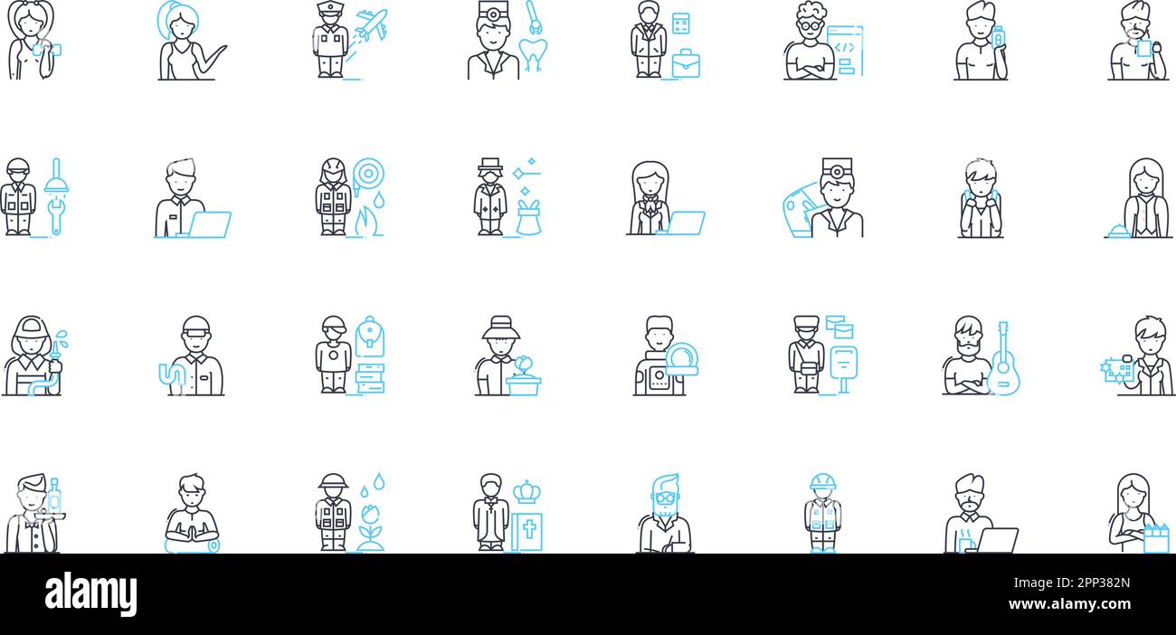 Vocation linear icons set. Calling, Purpose, Mission, Destiny ...