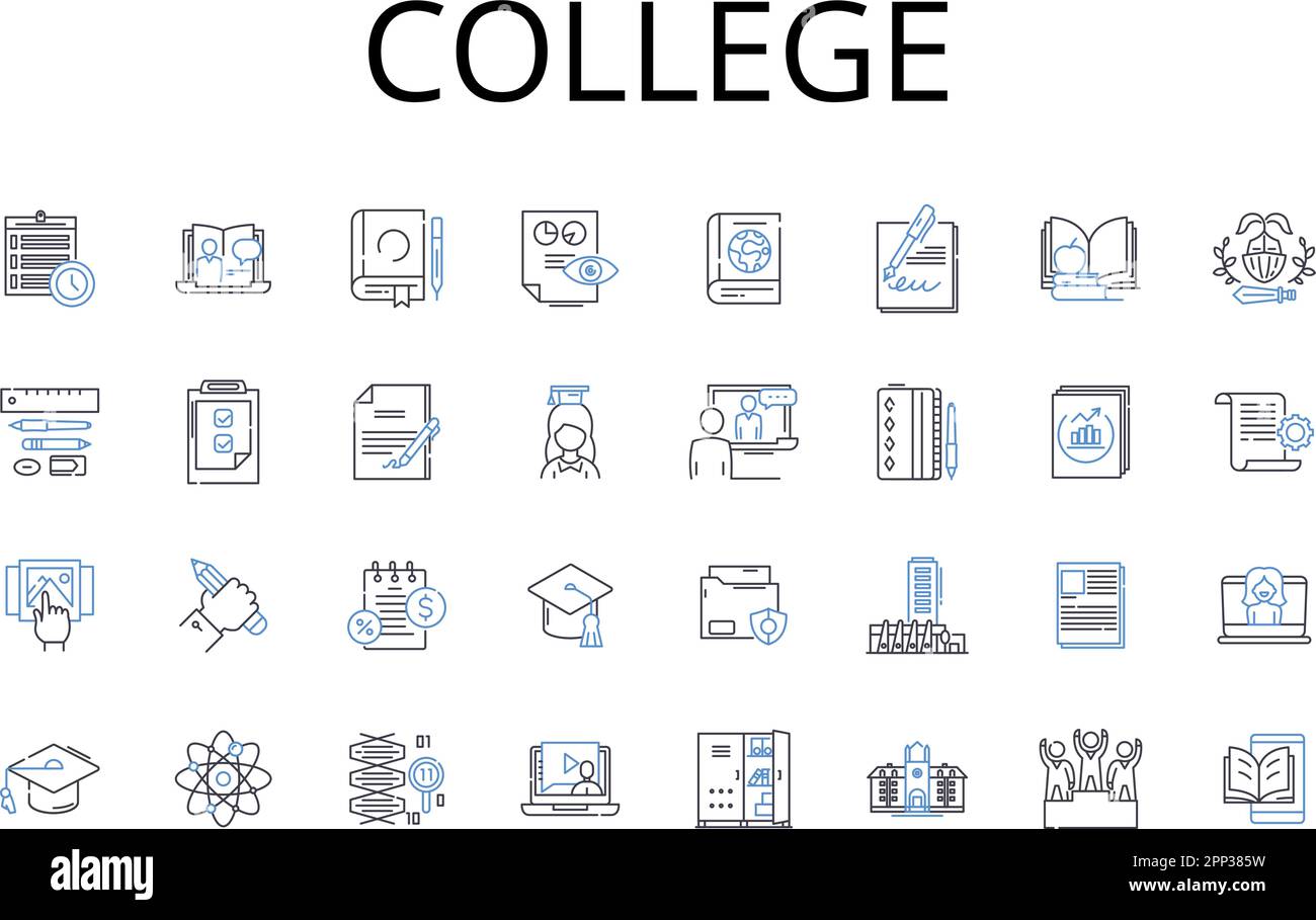 College line icons collection. University, Institute, Academy, School, Campus, Learning ...