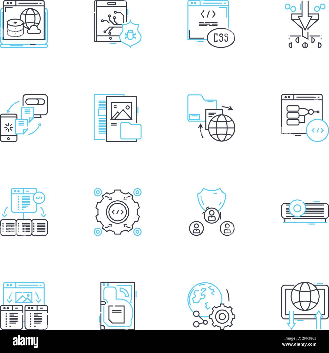 Internet security linear icons set. Firewall, Encryption, Malware ... Internet security linear icons set. Firewall, Encryption, Malware ...
