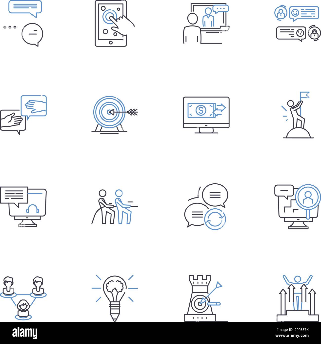 Negotiation tactics line icons collection. Compromise, Persuasion ...