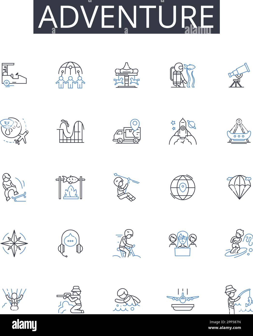 Adventure line icons collection. Journey, Quest, Exploration, Excursion ...