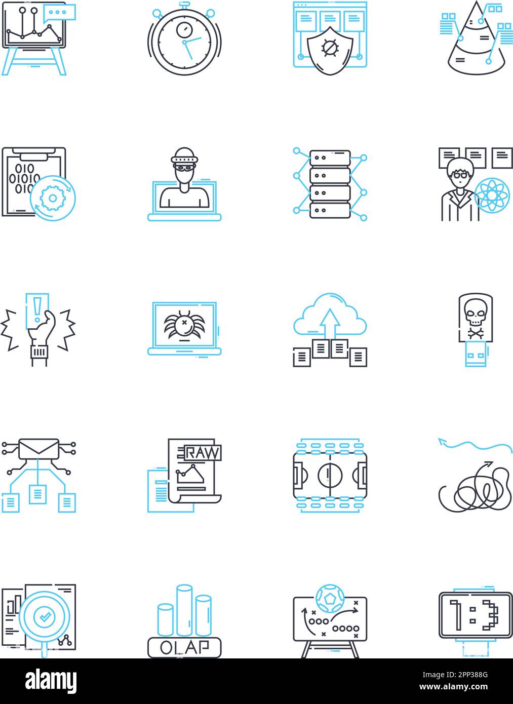 Report Generation Linear Icons Set Analytics Automation Business
