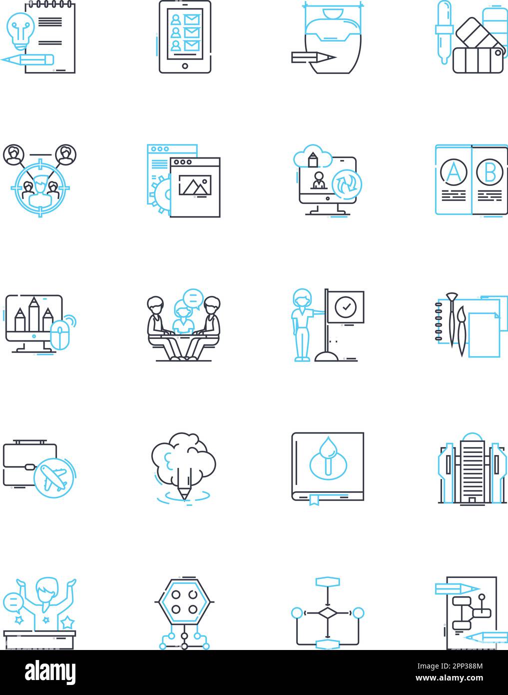 Human strategy linear icons set. Tactics, Planning, Adaptability ...