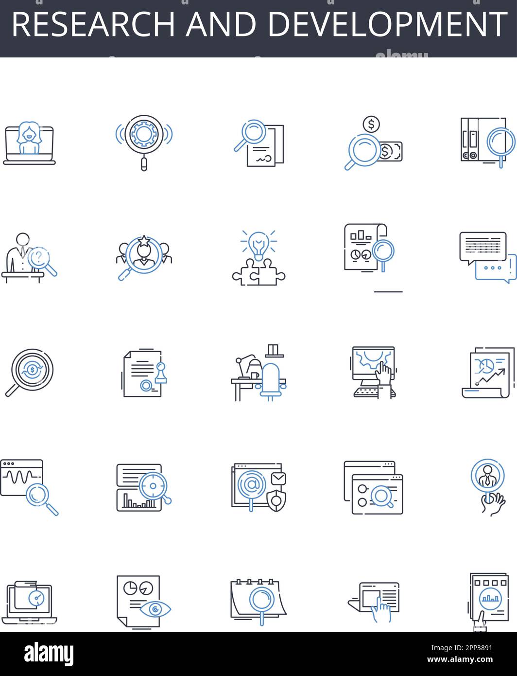 Research and development line icons collection. Give-and-take, Buy-and ...