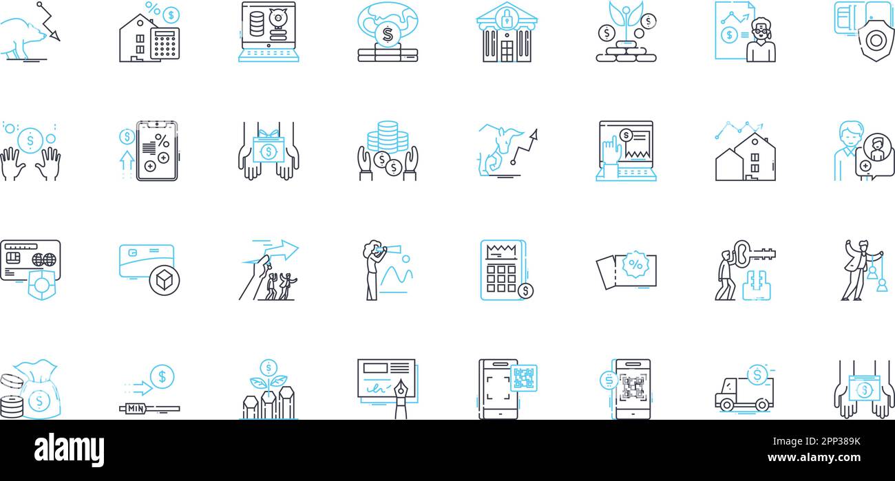 Remote banking linear icons set. Online, Mobile, Digital, E-banking ...
