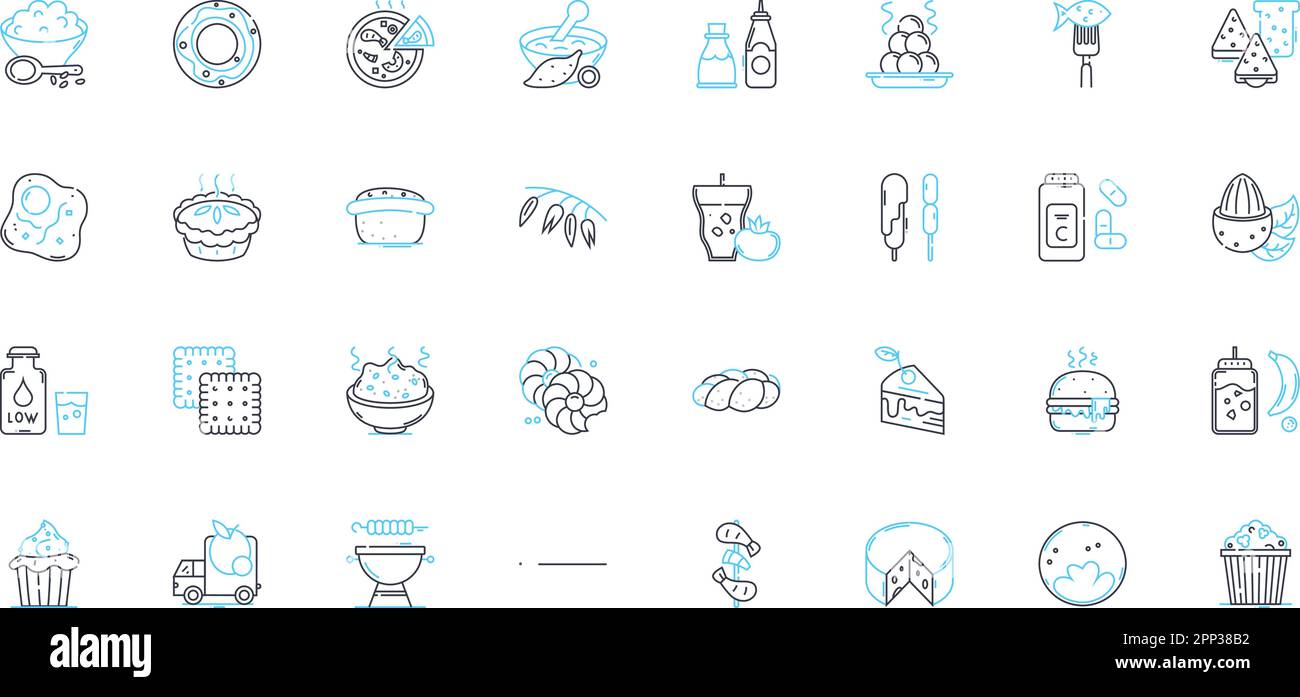 Nutritious meals linear icons set. Balanced, Wholesome, Nutrient-dense ...