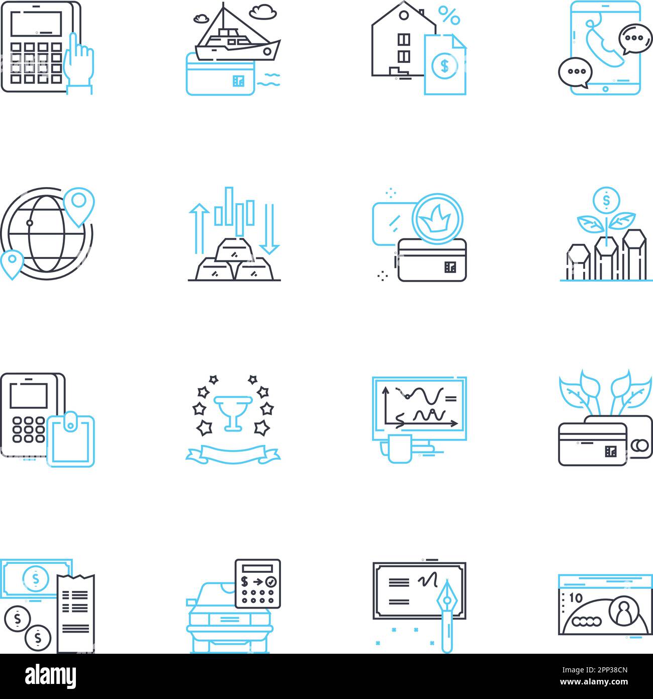 Mortgage linear icons set. Homeownership, Financing, Interest ...